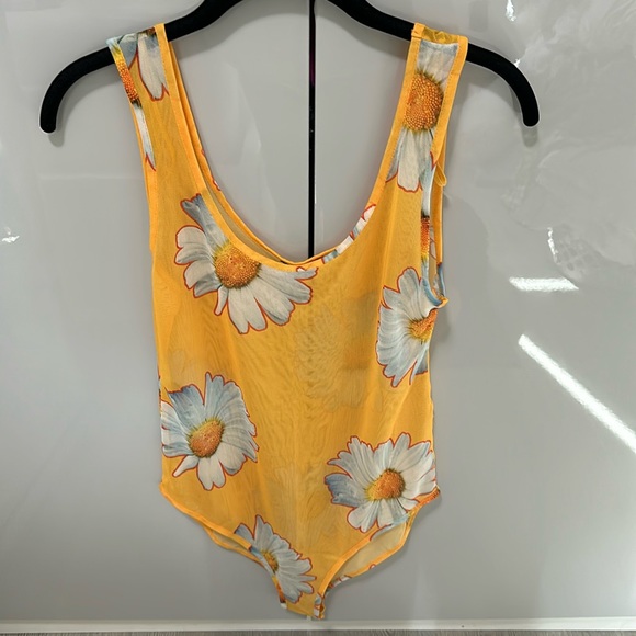 Zara | Tops | Daisy Print Sheer Bodysuit From Zara New Without Tags ...